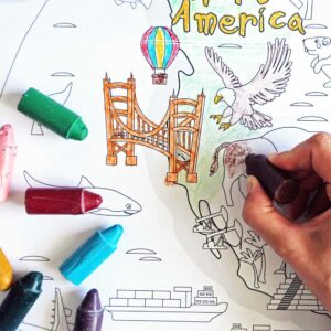 Kids World Map - (35x52") Giant Coloring Poster for Children